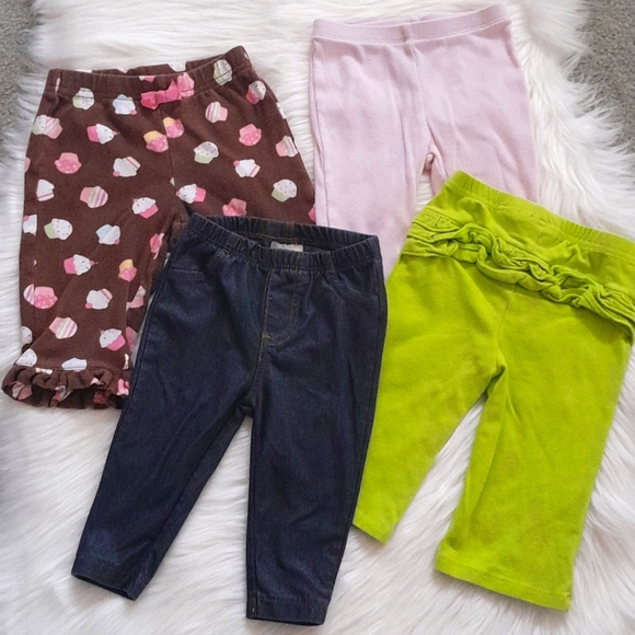 Carter's | Bottoms | Girls 6 Months Pink Green And Denim Frilly Pants ...
